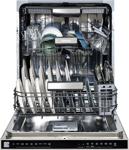 Kenmore 24" Built-In Stainless Steel Tub Dishwasher with EasyFlex 3rd Rack, SmartWash, UltraWash Plus, TurboDry, Adjustable Rack, Energy Star Certified, Fingerprint Resistant Stainless Steel