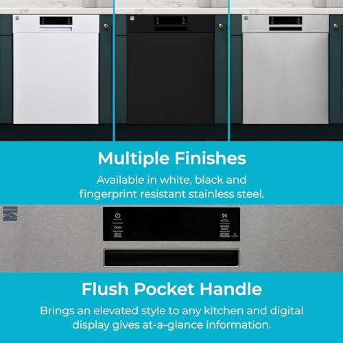 Kenmore 24" Built-In Stainless Steel Tub Dishwasher with SmartWash, UltraWash, SmartDry Plus, MoreSpace Adjustable Rack, Energy Star Certified, Fingerprint Resistant Stainless Steel