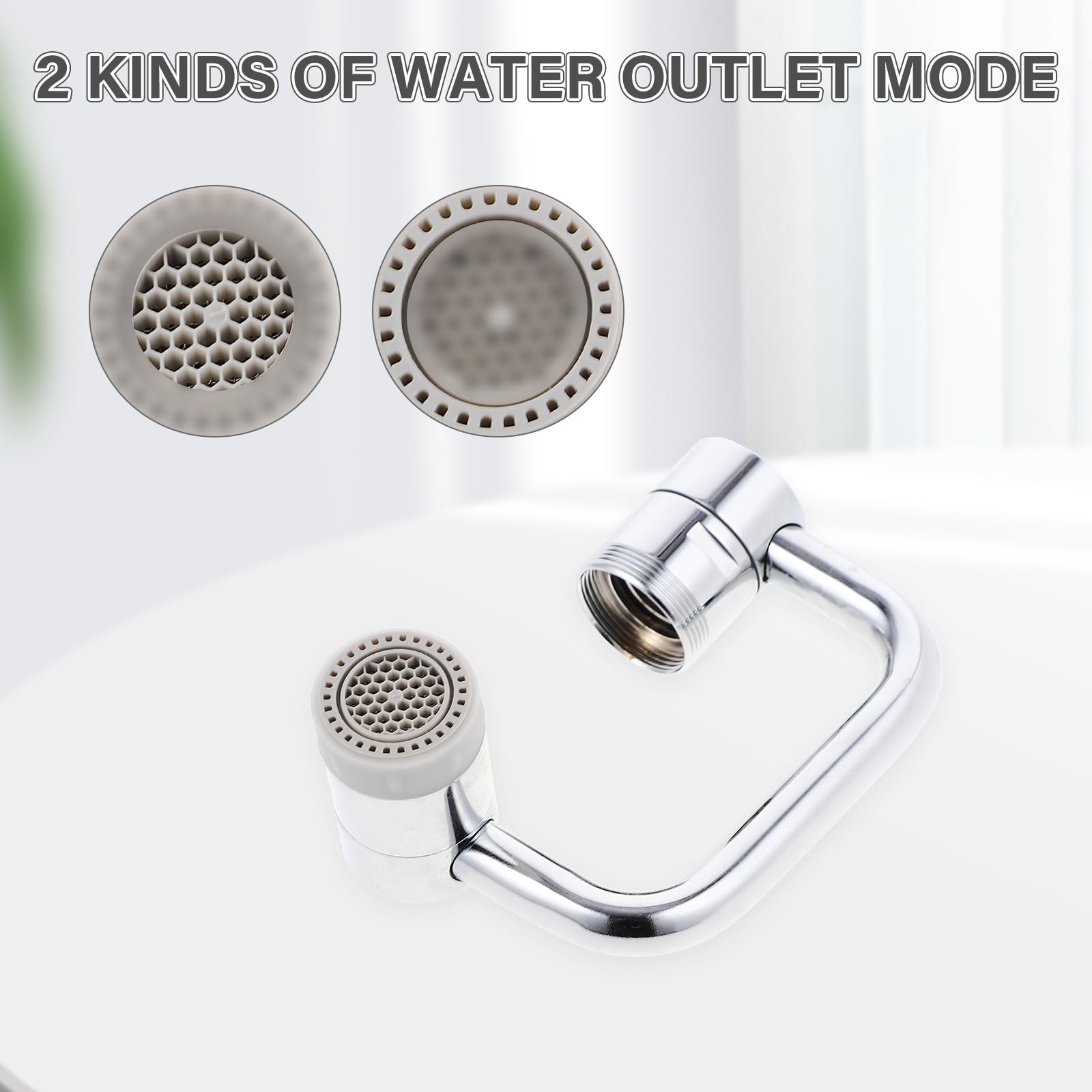 DOITOOL 1080° Swivel Faucet Extender for Bathroom Sink, 2 Water Outlet Modes 1080° Rotatable Faucet Aerator 360° Swivel Faucet Attachment Kitchen Bathroom Faucet Extender Rotating Tap Aerator