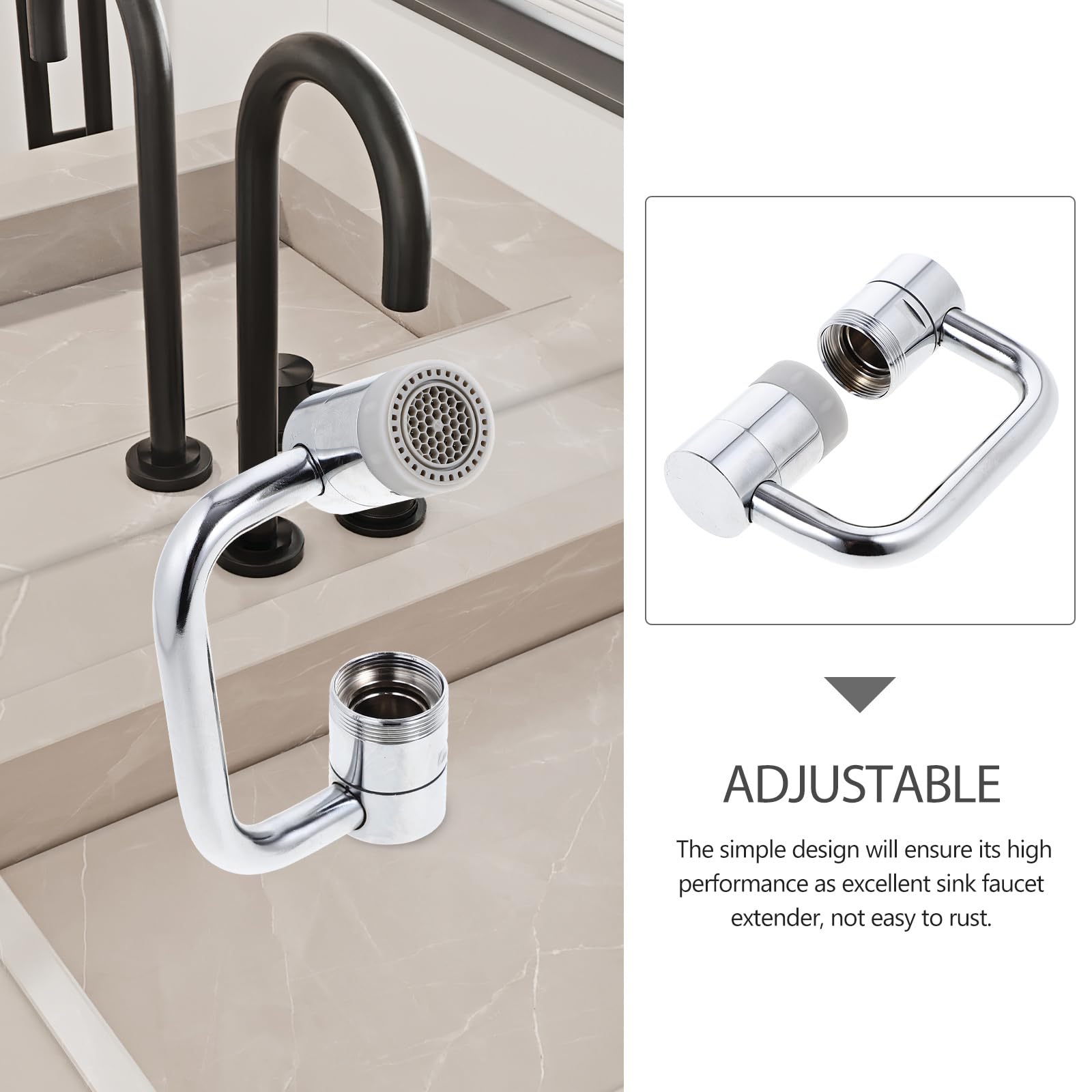 DOITOOL 1080° Swivel Faucet Extender for Bathroom Sink, 2 Water Outlet Modes 1080° Rotatable Faucet Aerator 360° Swivel Faucet Attachment Kitchen Bathroom Faucet Extender Rotating Tap Aerator