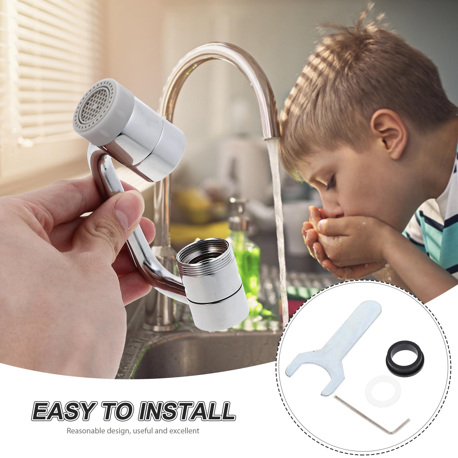 DOITOOL 1080° Swivel Faucet Extender for Bathroom Sink, 2 Water Outlet Modes 1080° Rotatable Faucet Aerator 360° Swivel Faucet Attachment Kitchen Bathroom Faucet Extender Rotating Tap Aerator