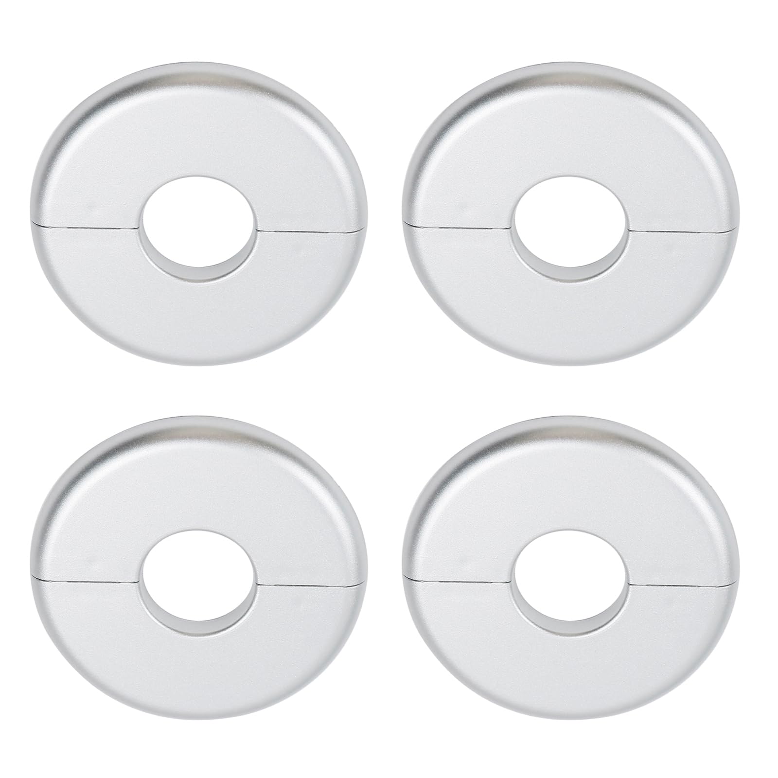 Tsnamay 4 Pcs Wall Split Flange, ABS Round Self-Adhesive Escutcheon Plate Buckles Design for 1"/26mm,Silver