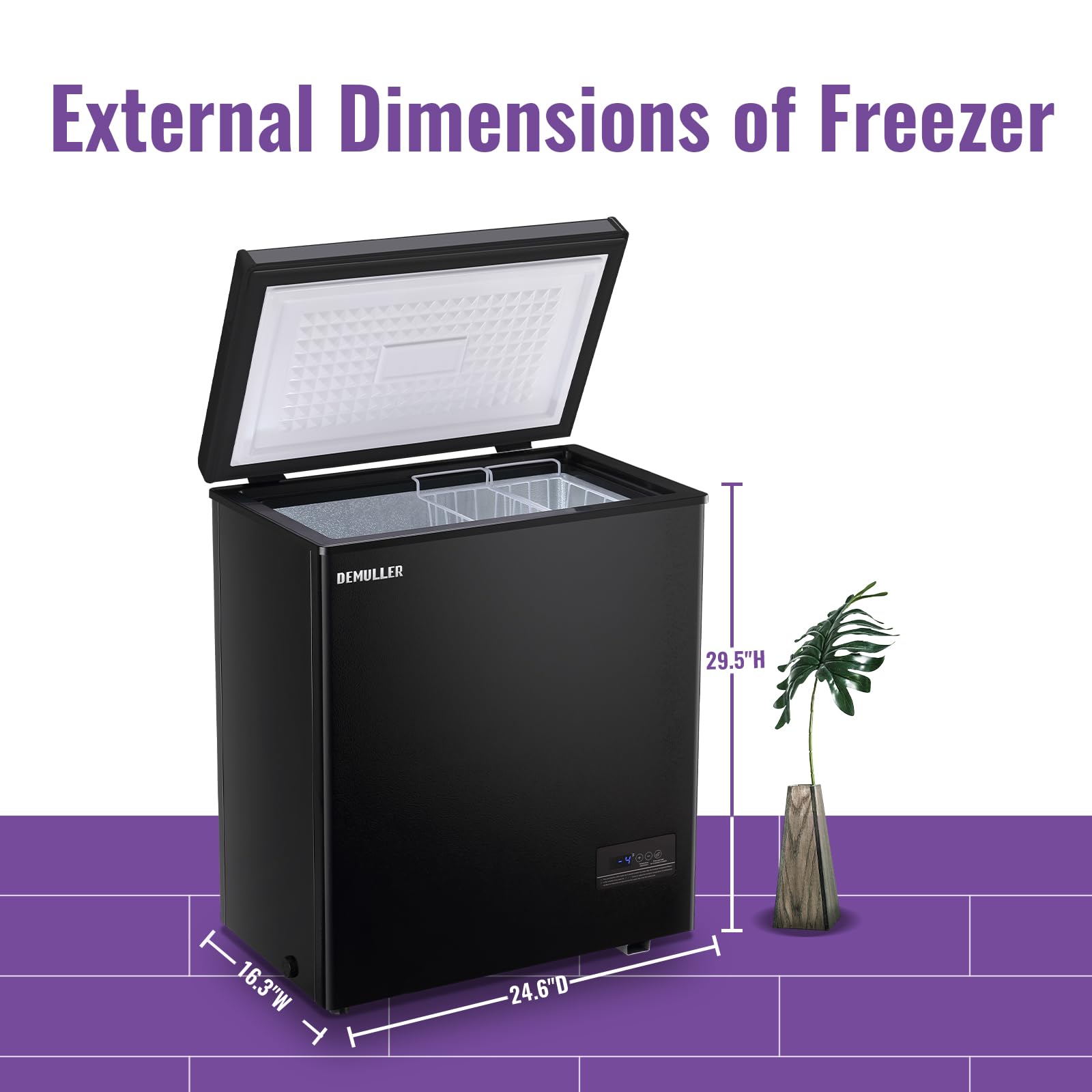 DEMULLER 4.0 Cubic Feet Deep Chest Freezer Small Freezer with Electronic Display Screen Electronic Thermostat Accurate to Every Degree removable Storage Basket Black
