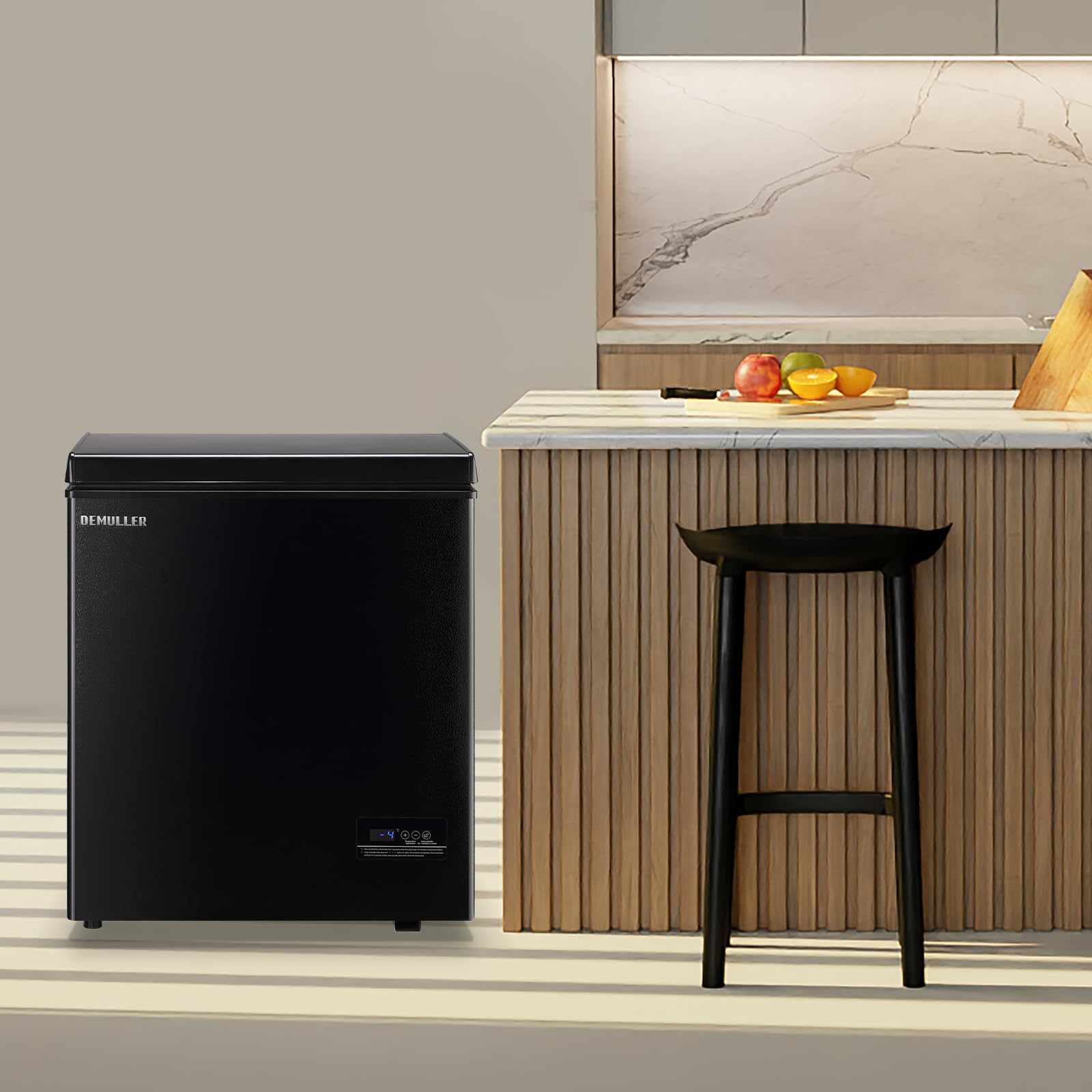DEMULLER 4.0 Cubic Feet Deep Chest Freezer Small Freezer with Electronic Display Screen Electronic Thermostat Accurate to Every Degree removable Storage Basket Black