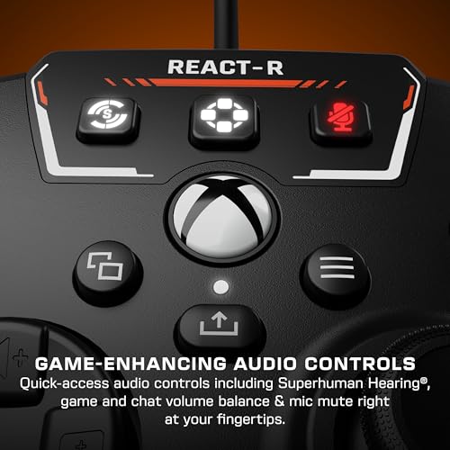 Turtle Beach REACT-R Controller Wired Game Controller – Xbox Series X, Xbox Series S, Xbox One & Windows – Audio Controls, Mappable Buttons, Textured Grips – Black