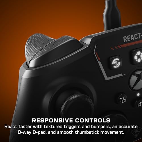 Turtle Beach REACT-R Controller Wired Game Controller – Xbox Series X, Xbox Series S, Xbox One & Windows – Audio Controls, Mappable Buttons, Textured Grips – Black