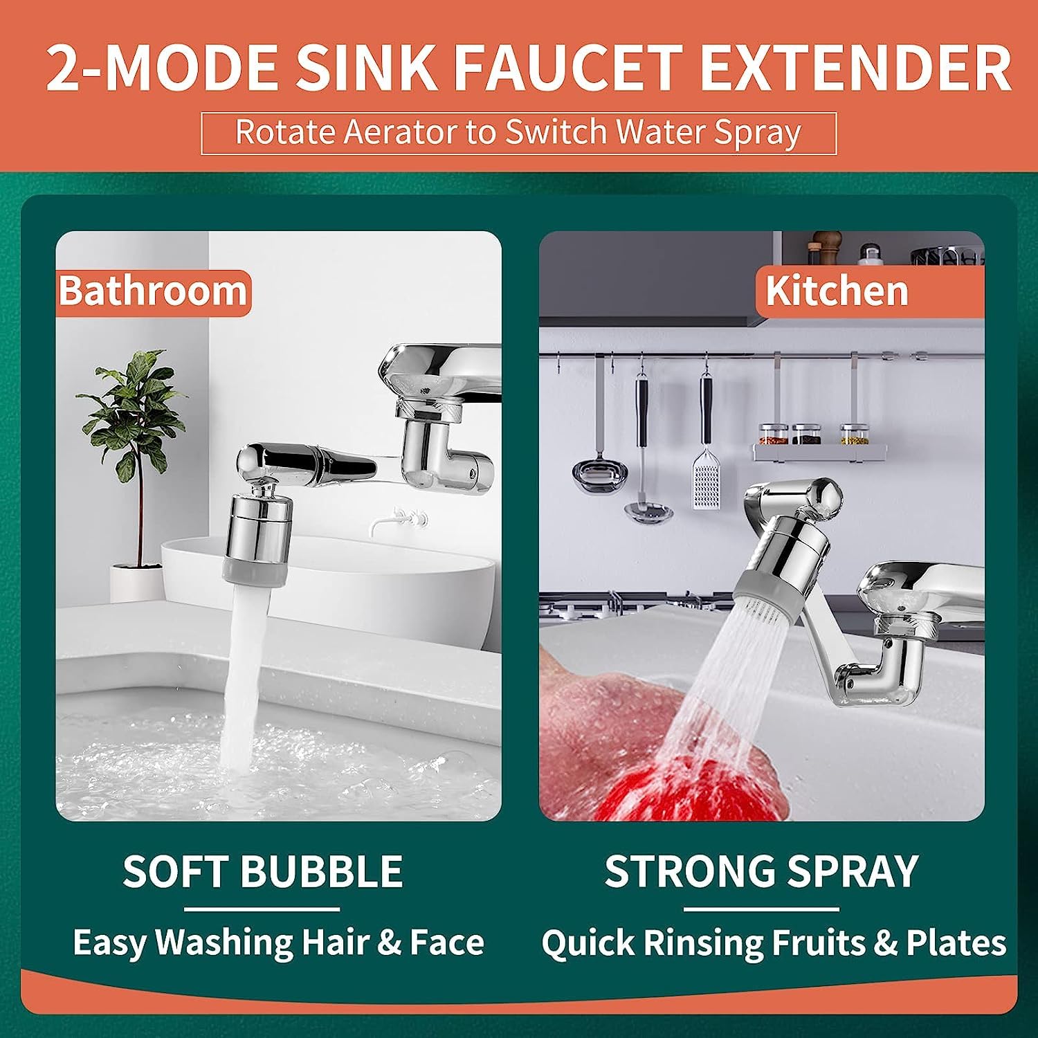 Faucet Extender - 1080° Rotatable Faucet Aerator, Universal Swivel Faucet Attachment,Plumb Rotating Splash Filter Faucet