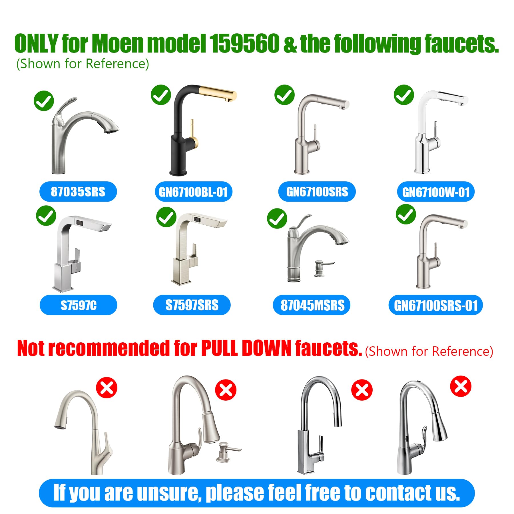 159560 kit for Moen Pull out Kitchen Faucets Replacement Spray Hose