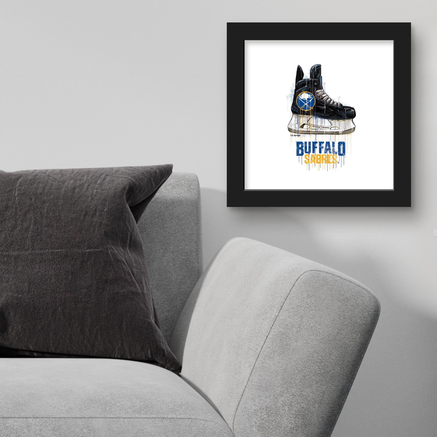Trends International Gallery Pops NHL Buffalo Sabres - Drip Skate Wall Art, Black Framed Version, 12" x 12"