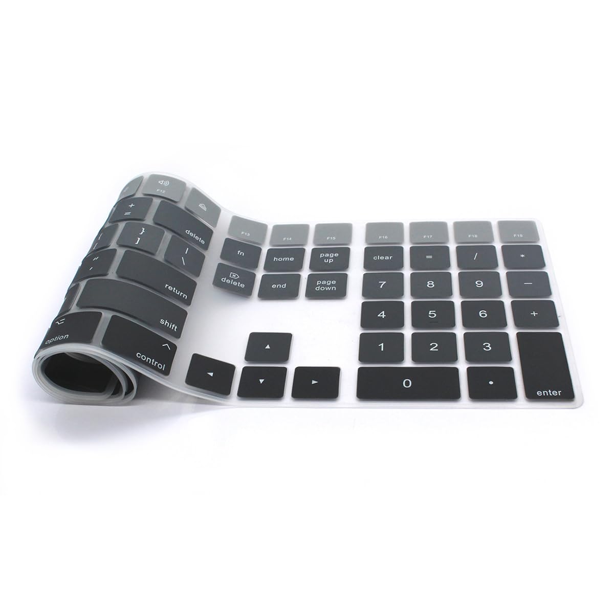 Boaulee Ultra Thin Silicone A1843 Keyboard Cover Skin for iMac Full Size Wireless Numeric 2017-2019 Magic Keyboard with Numeric Keypad MQ052LL/A A1843 US Layout (Gradient Gray)