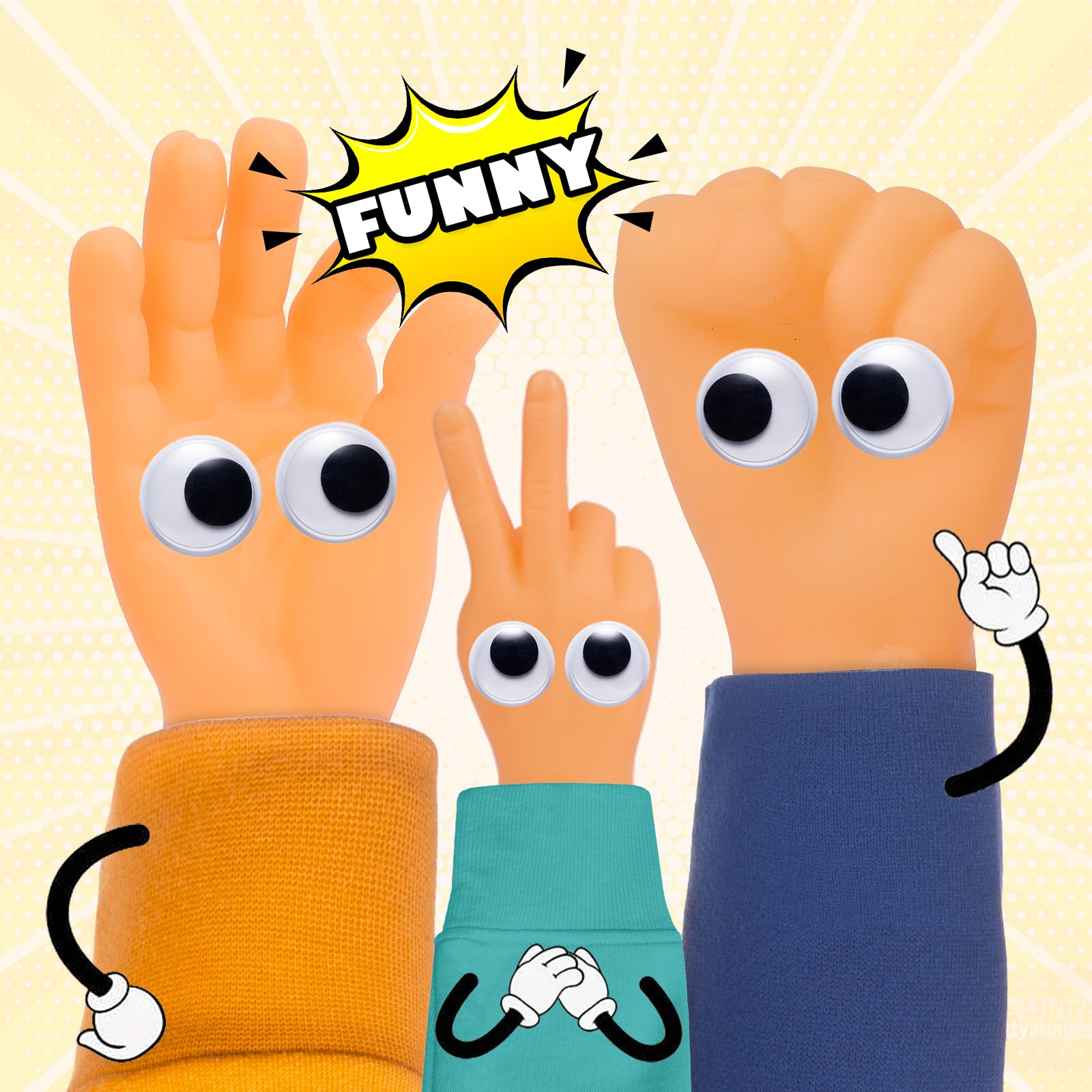 30 pcs Tiny Hands Finger Puppets, Mini Hands Little Small Hands Mini Thing Gag Performance Funny Fingers for Puppet Show Gifts Classroom Prizes Party Favors for Kids (7 Styles)