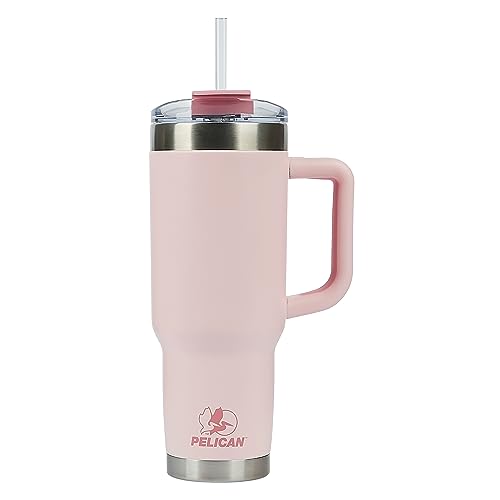 Pelican Hydration Pelican Porter⢠40 oz Vacuum Insulated Tumbler - Recycled Stainless Steel Double Wall Travel with Dual Lid, Powder Coated Insulated Coffee Mug For Hot Cold Drinks, Blush
