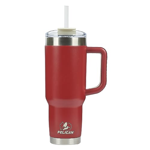 Pelican Hydration Pelican Porter™ 40 oz Vacuum Insulated Tumbler - Recycled Stainless Steel Double Wall Travel with Dual Lid, Powder Coated Insulated Coffee Mug For Hot Cold Drinks, Brick