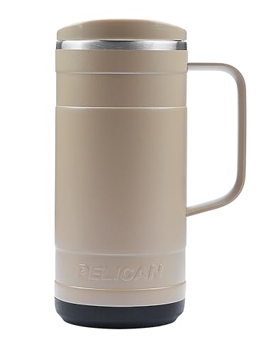 Pelican Hydration Pelican Ridge™ 18 oz Vacuum Insulated Tumbler - Recycled Stainless Steel Double Wall Travel with Dual Lid, Powder Coated Insulated Coffee Mug For Hot Cold Drinks, Desert