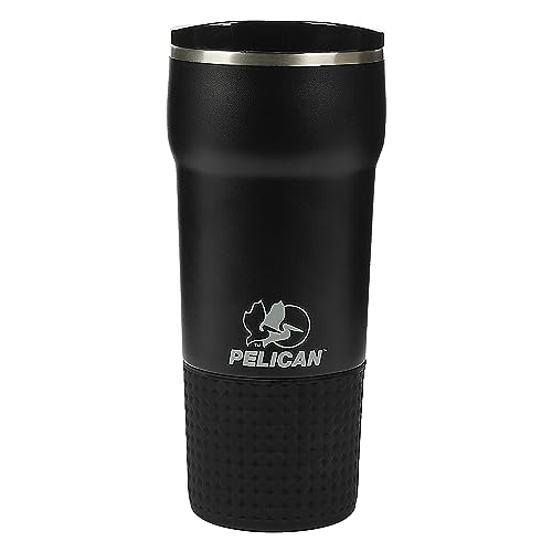 Pelican Hydration Pelican Cascade™ 22 oz Vacuum Insulated Tumbler - Recycled Stainless Steel Double Wall Travel with Dual Lid, Powder Coated Insulated Coffee Mug For Hot Cold Drinks, Jet Black