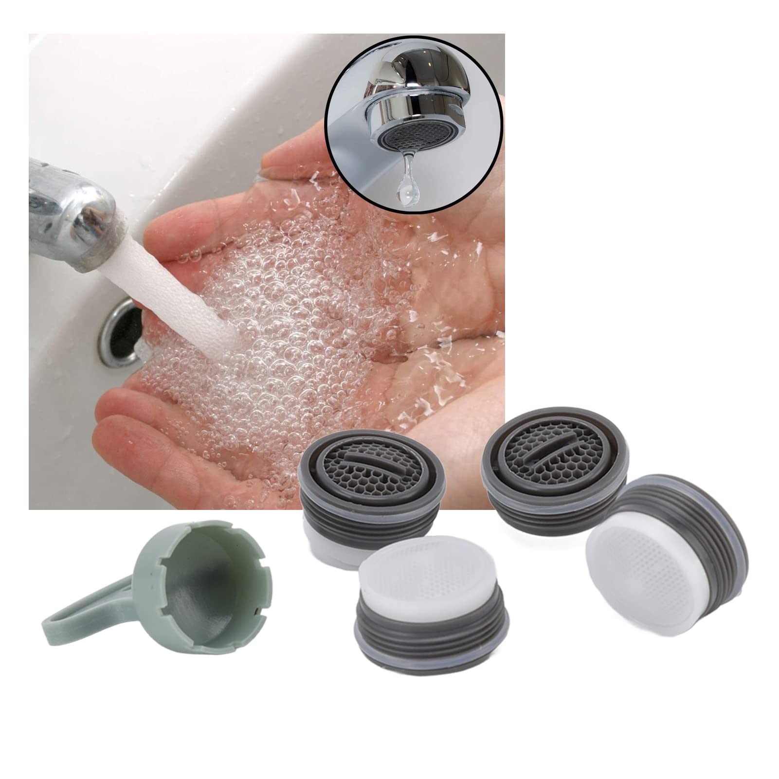 5pcs M20 Professional Faucet Aerators with Spanner - Bathroom & Kitchen Faucet Replacement Part, Restrictor, Compatible with, ,
