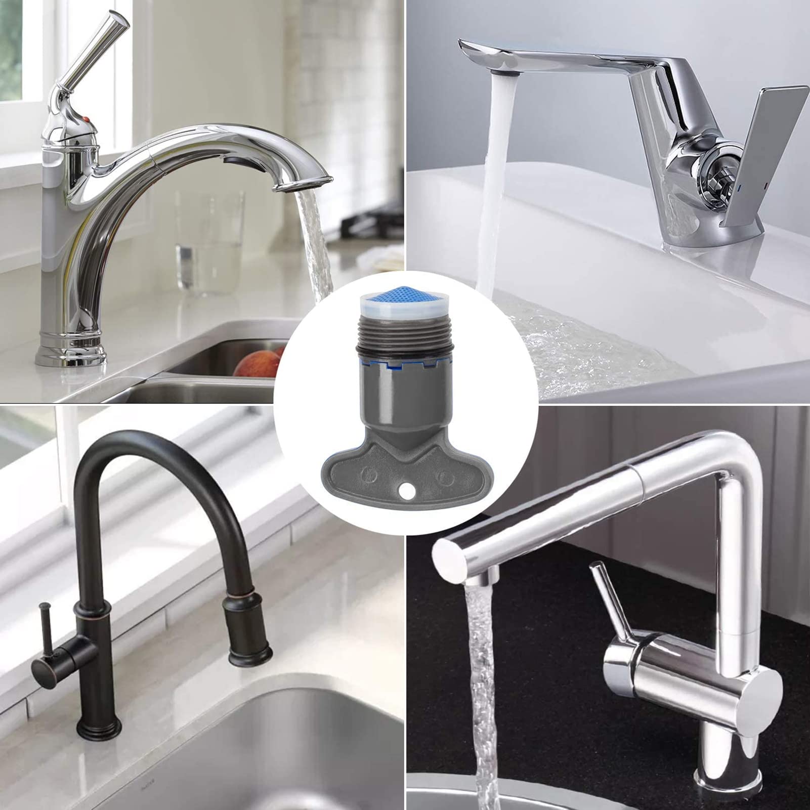 5pcs M20 Professional Faucet Aerators with Spanner - Bathroom & Kitchen Faucet Replacement Part, Restrictor, Compatible with, ,