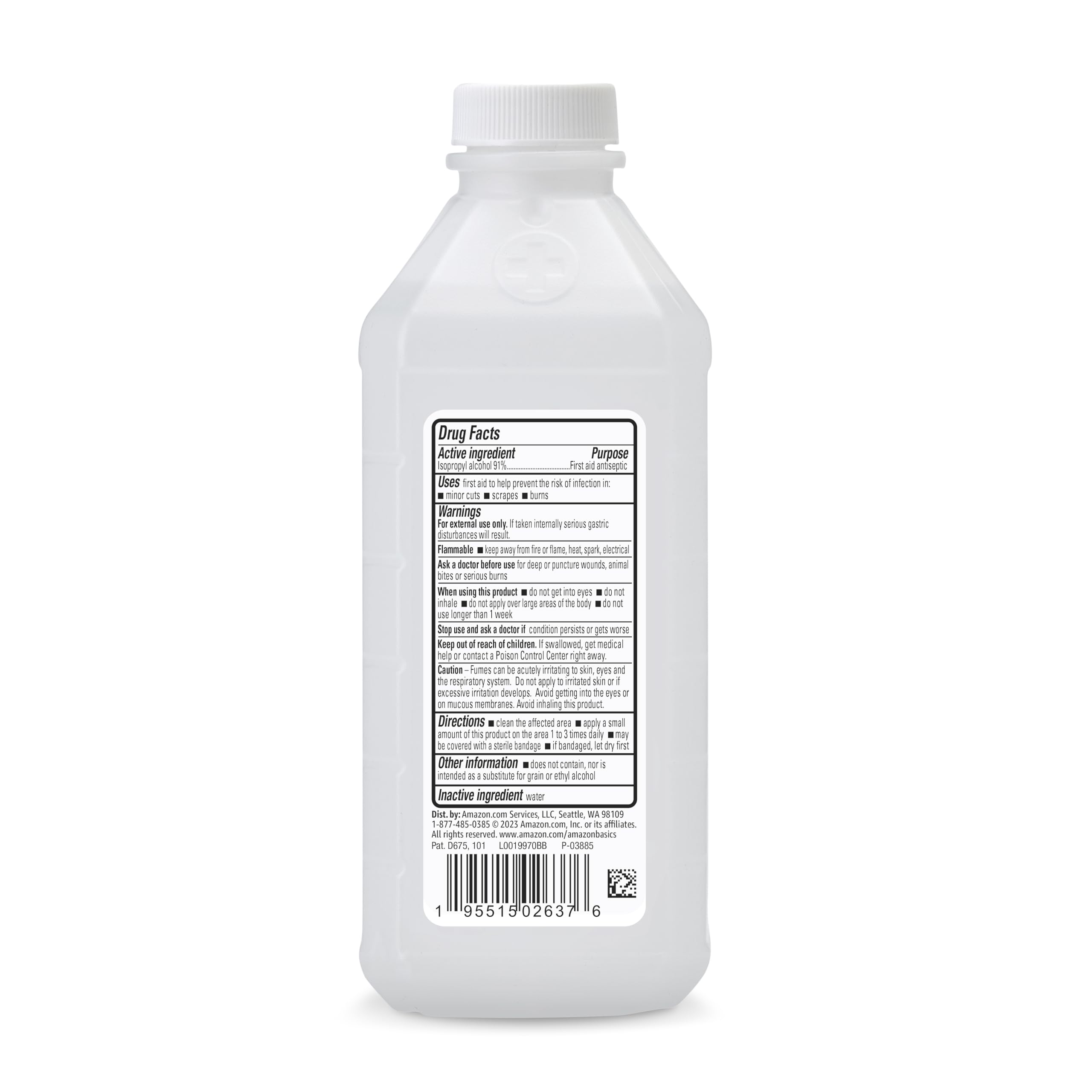 Amazon Basics 91% Isopropyl Alcohol First Aid Antiseptic, Unscented, 16 Fl oz, 1-Pack