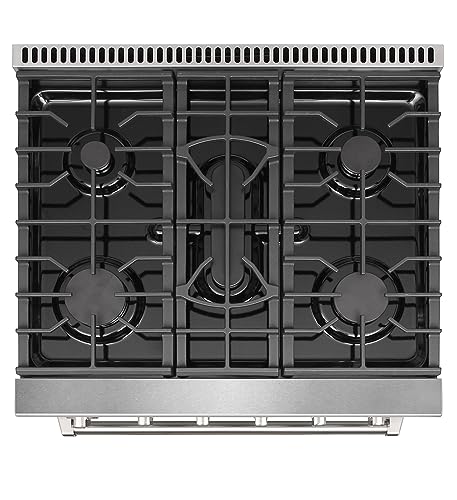 KOSTCH 30 inch Professional Freestanding Pro-Style Natural Gas Range or Liquid Propane Gas Range with 5 Burners, 4.55 cu.ft. Oven Capacity, in Stainless Steel - KOS-30RG03M (Black)
