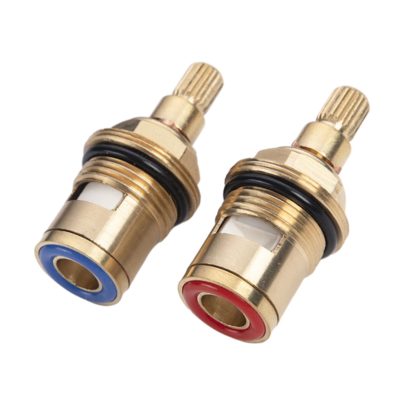 PENKOHOME 1 Pair Replacement Ceramic Tap Cartridge Valves 1/2" Quarter Turn Disc Cartridge Faucet Valves for Bathroom Kitchen Tap(Hot & Cold)