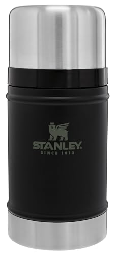 Stanley Classic Legendary Large Food Jar 24 oz | Vacuum Insulated Thermos Food Container | Wide Mouth Screw On Lid | Packable for Travel | Stainless Steel with Leakproof Lid | BPA-Free | Matte Black