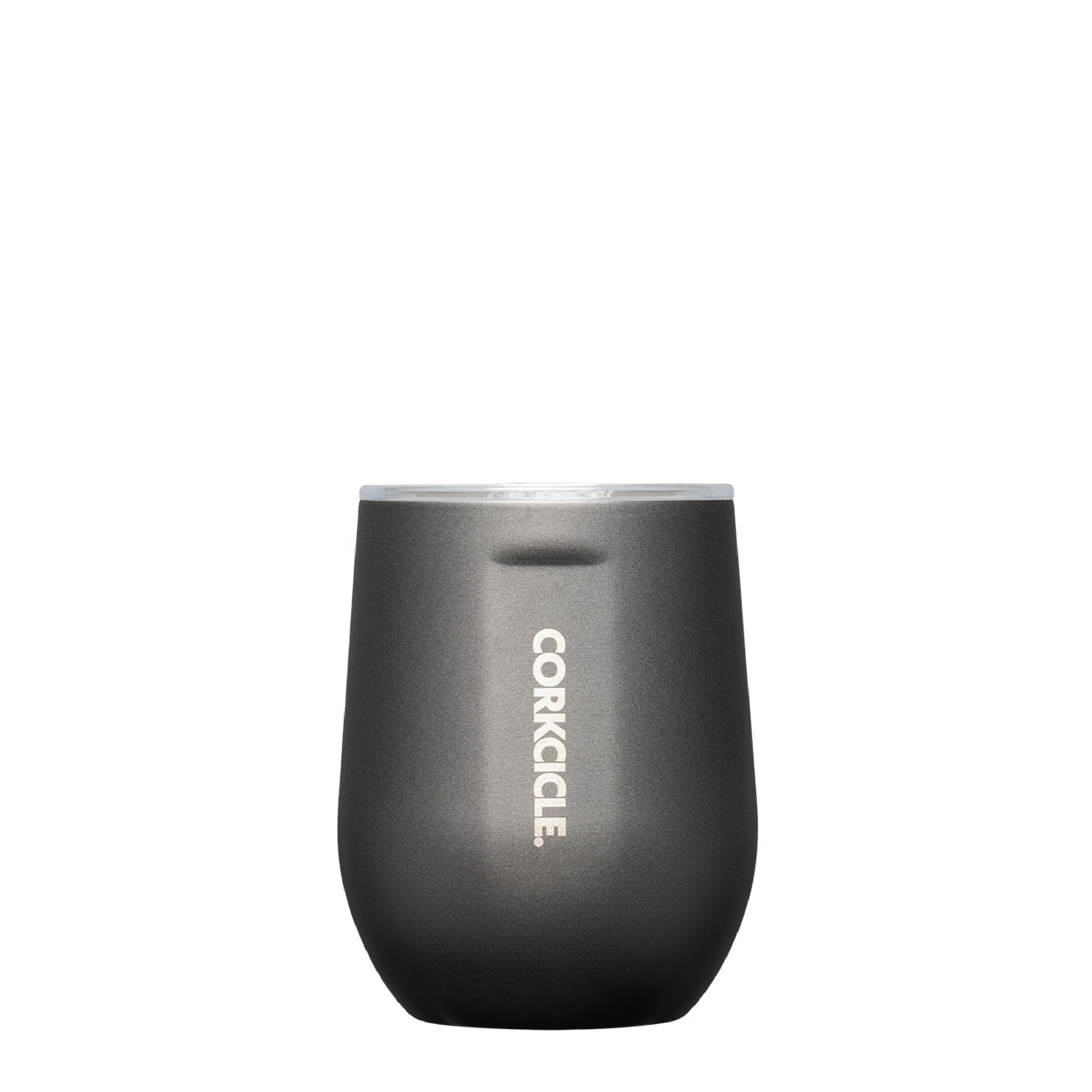 Corkcicle Stemless Insulated Wine Glass Tumbler, Ceramic Slate, 12 oz – Stainless Steel Stemless Wine Glass Keeps Beverages Cold for 6 Hours, Hot for 3 Hours – Non-Slip, Easy-Grip Insulated Cup