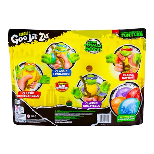 Heroes of Goo Jit Zu Teenage Mutant Ninja Turtles | 4 Pack | Super Oozy Toy Figures | Classic Donatello, Classic Michelangelo, Classic Leonardo & Classic Raphael | with Different Colored Mutations