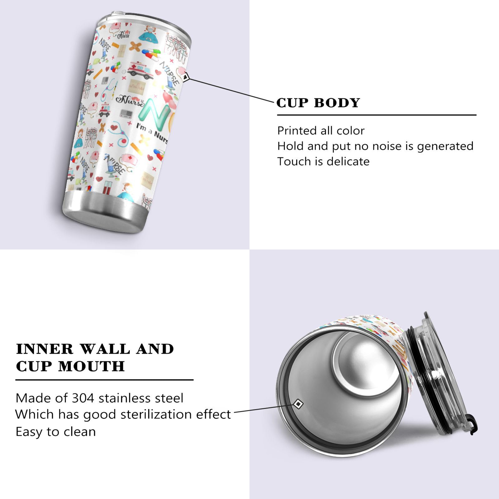 JUDIAN Nurse Tumblers - 20oz Coffee Travel Mug Gifts for Women
