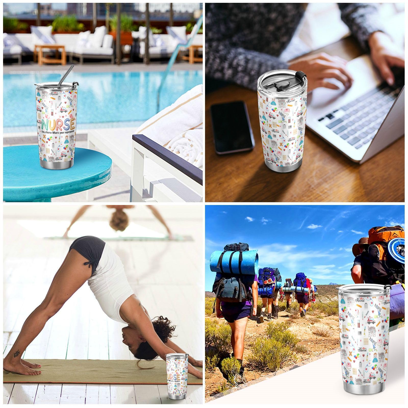 JUDIAN Nurse Tumblers - 20oz Coffee Travel Mug Gifts for Women
