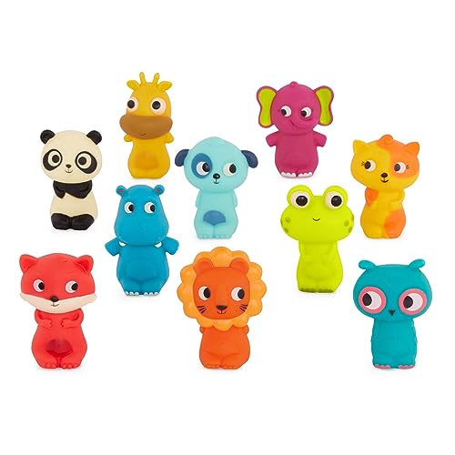 B. toys B. β 10 Finger Puppets β Animal Finger Puppets β Fox, Panda, Hippo, Giraffe, Dog β Lion, Cat, Frog, Elephant, Owl β 10 Months + β Pinky Pals Crew