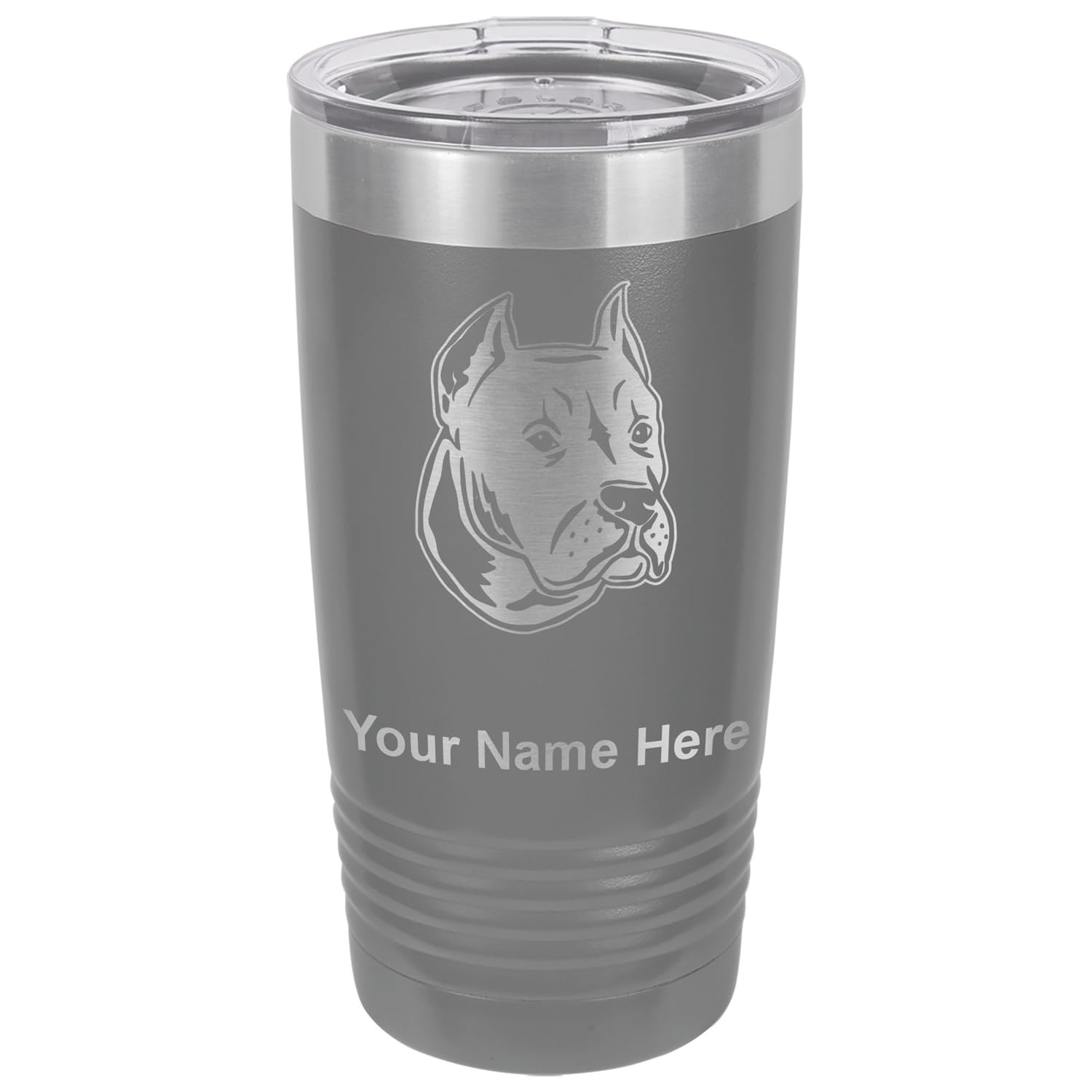 LaserGram 20oz Vacuum Insulated Tumbler Mug, Dogo Argentino, Personalized Engraving Included (Gray)