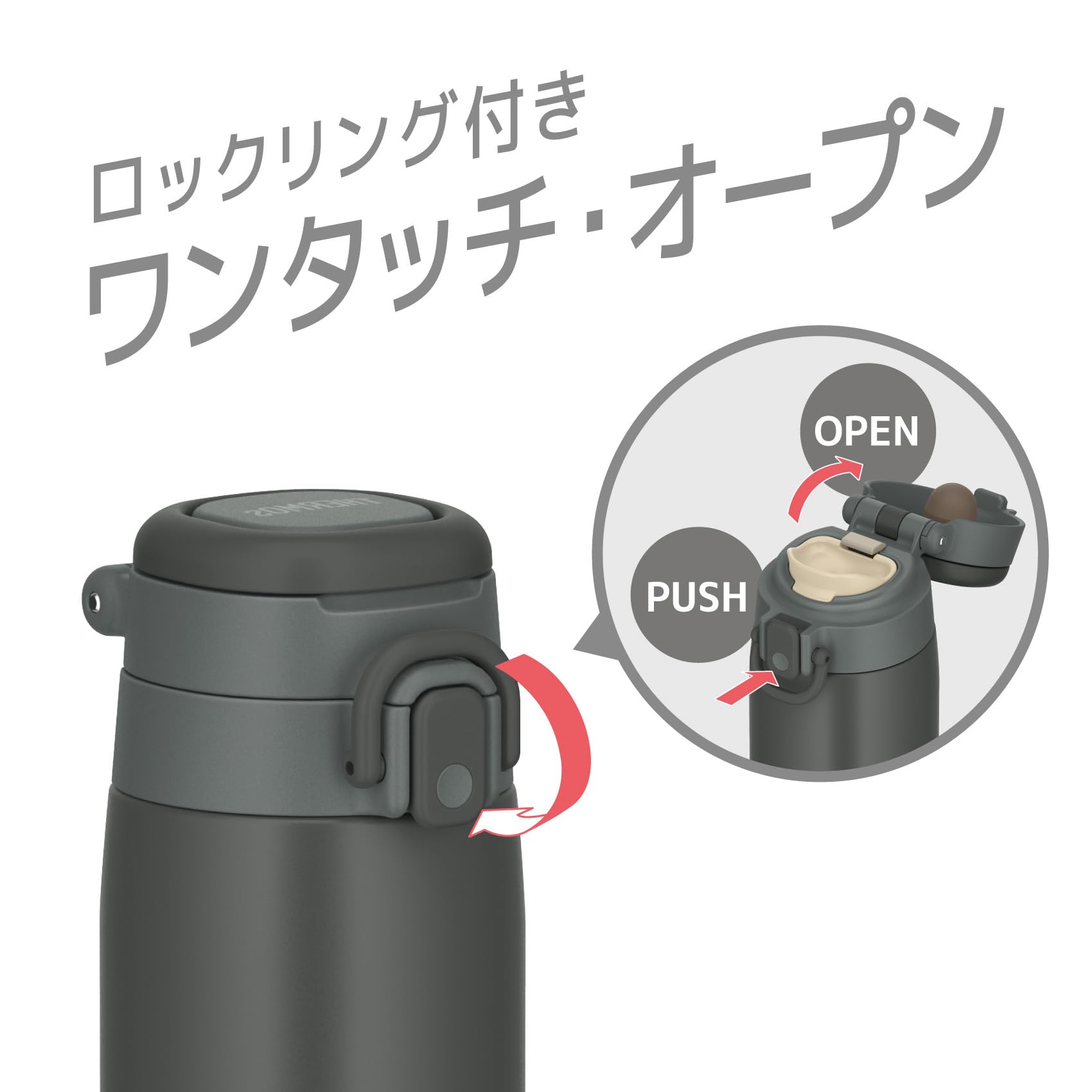 Thermos JOS-750 DGY Vacuum Insulated Mobile Mug with Carry Loop 25.5 fl oz (750 ml), Dark Gray