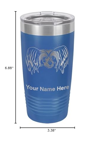 LaserGram 20oz Vacuum Insulated Tumbler Mug, Chinese Crested Dog, Personalized Engraving Included (Dark Blue)