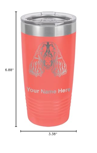LaserGram 20oz Vacuum Insulated Tumbler Mug, English Springer Spaniel, Personalized Engraving Included (Coral)