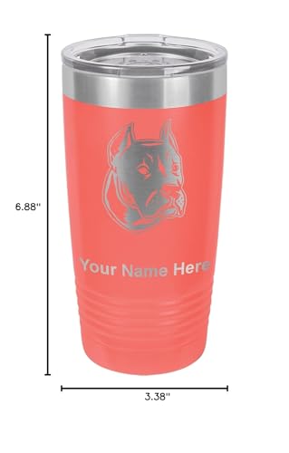 LaserGram 20oz Vacuum Insulated Tumbler Mug, Dogo Argentino, Personalized Engraving Included (Coral)