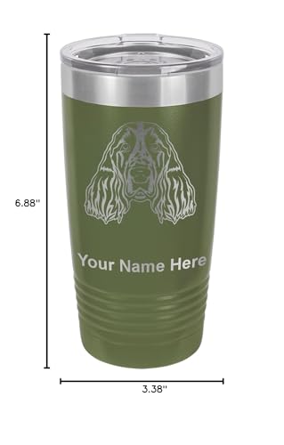 LaserGram 20oz Vacuum Insulated Tumbler Mug, English Springer Spaniel, Personalized Engraving Included (Camo Green)