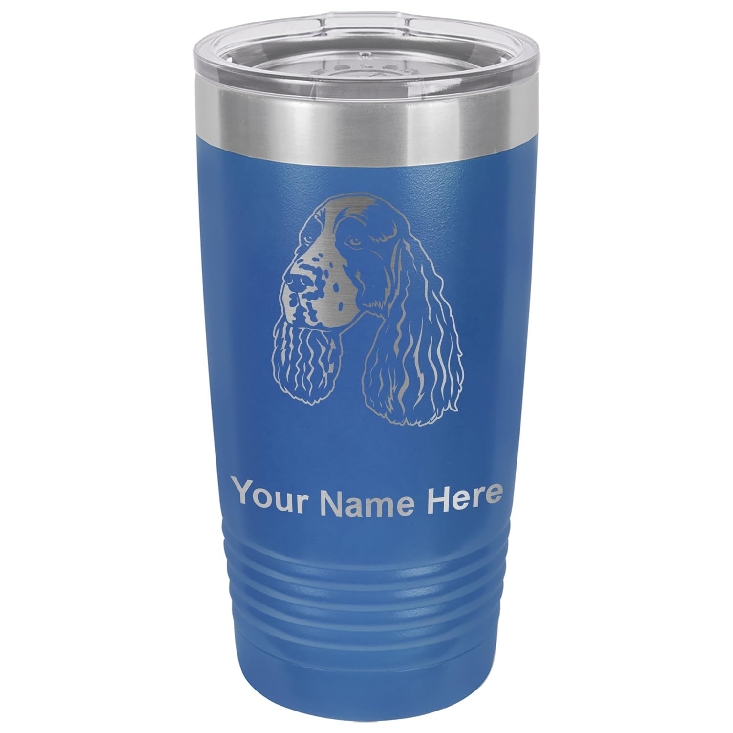 LaserGram 20oz Vacuum Insulated Tumbler Mug, English Cocker Spaniel, Personalized Engraving Included (Dark Blue)