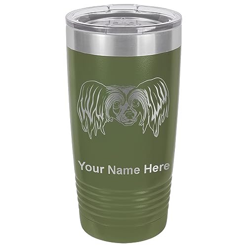 LaserGram 20oz Vacuum Insulated Tumbler Mug, Chinese Crested Dog, Personalized Engraving Included (Camo Green)