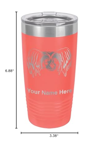 LaserGram 20oz Vacuum Insulated Tumbler Mug, Chinese Crested Dog, Personalized Engraving Included (Coral)