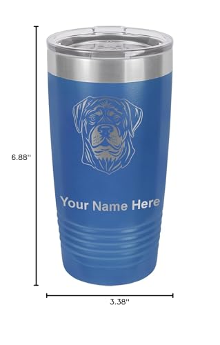 LaserGram 20oz Vacuum Insulated Tumbler Mug, Rottweiler, Personalized Engraving Included (Dark Blue)