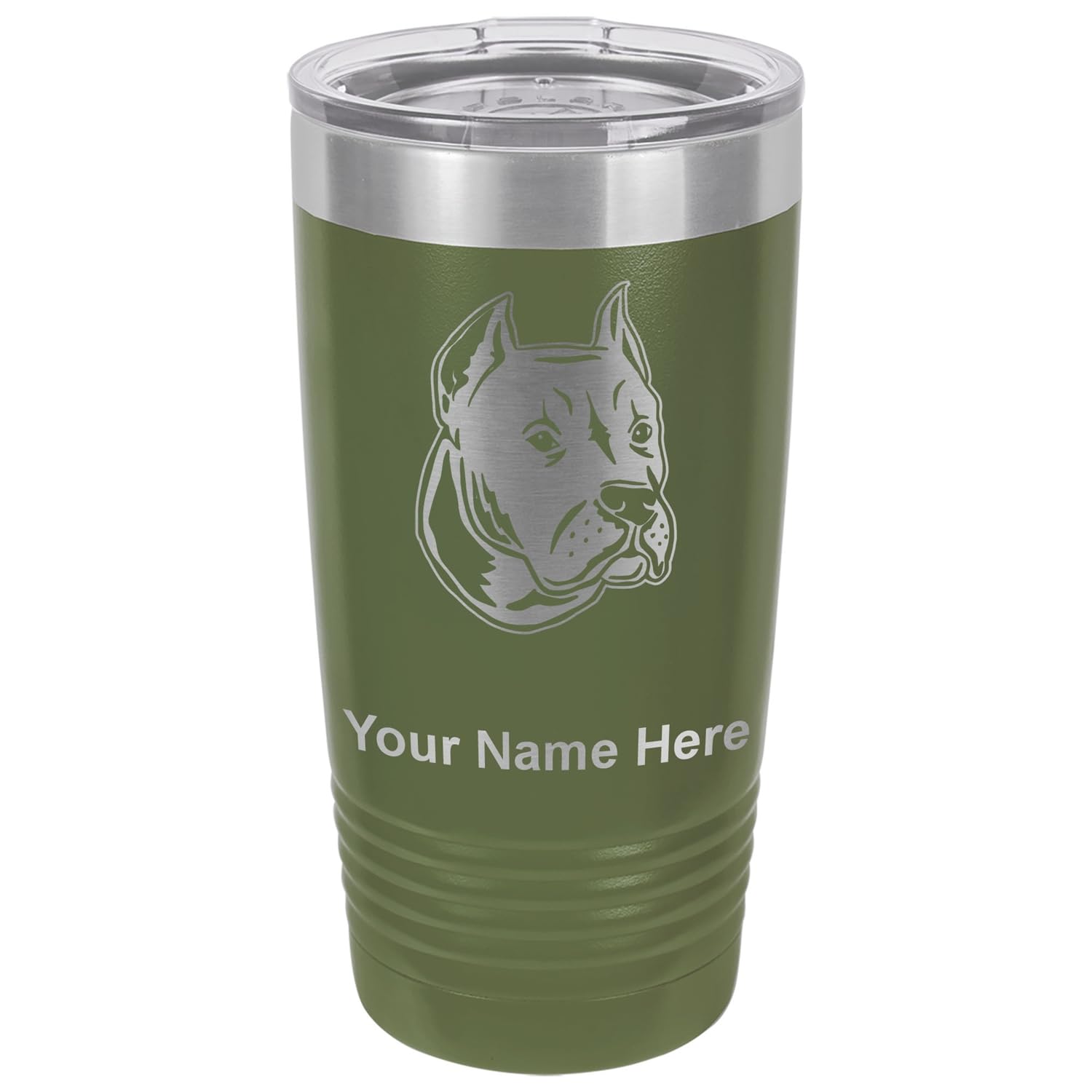 LaserGram 20oz Vacuum Insulated Tumbler Mug, Dogo Argentino, Personalized Engraving Included (Camo Green)