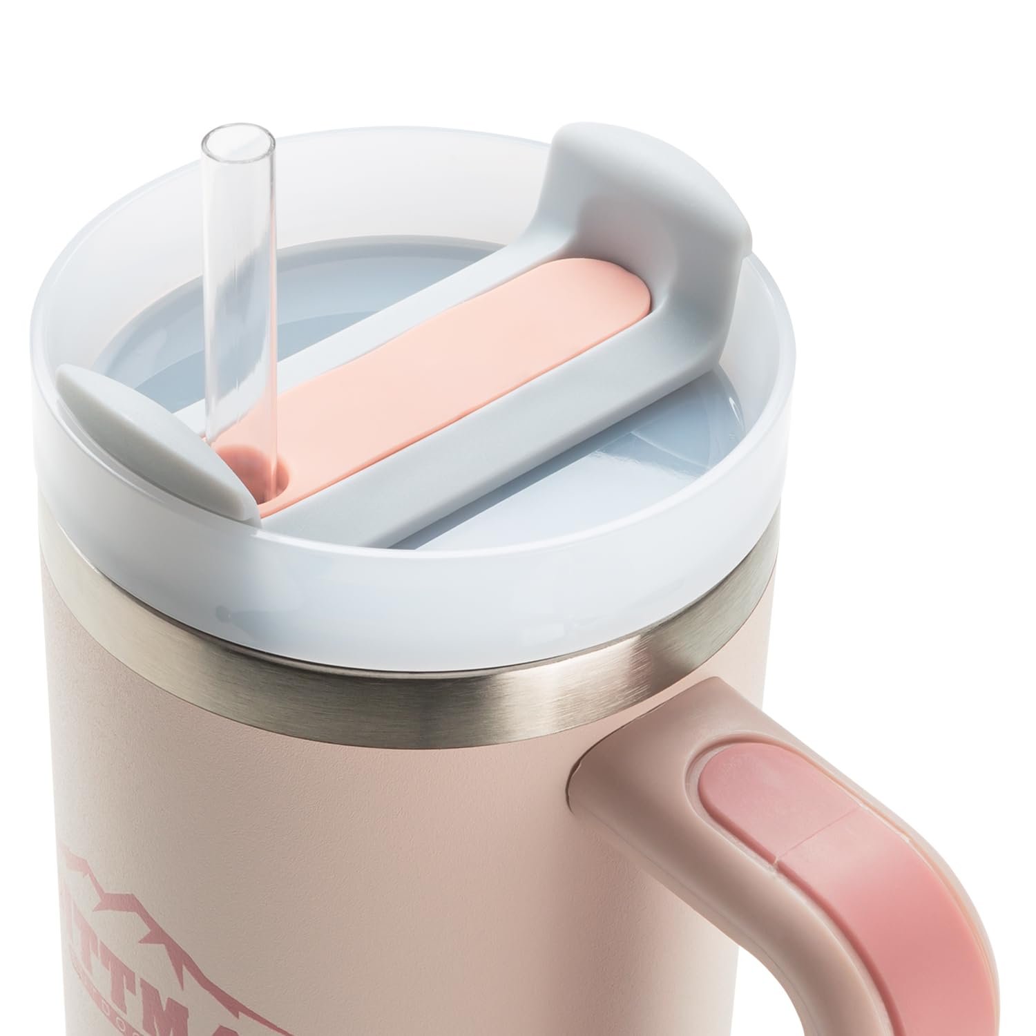 Pittman Outdoors 30oz. Hydration Tumbler with Comfort Soft Handle, Pink - Vacuum Insulated Travel Coffee and Drink Mug