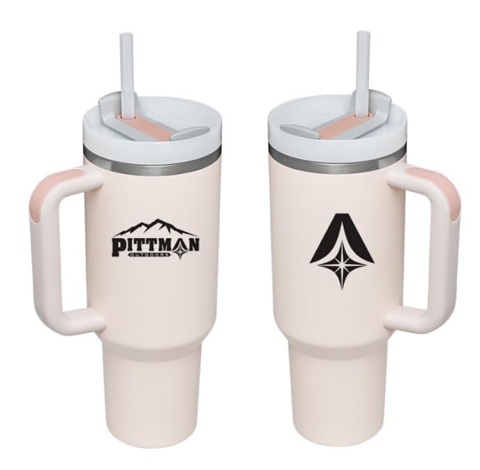 Pittman Outdoors 30oz. Hydration Tumbler with Comfort Soft Handle, Pink - Vacuum Insulated Travel Coffee and Drink Mug