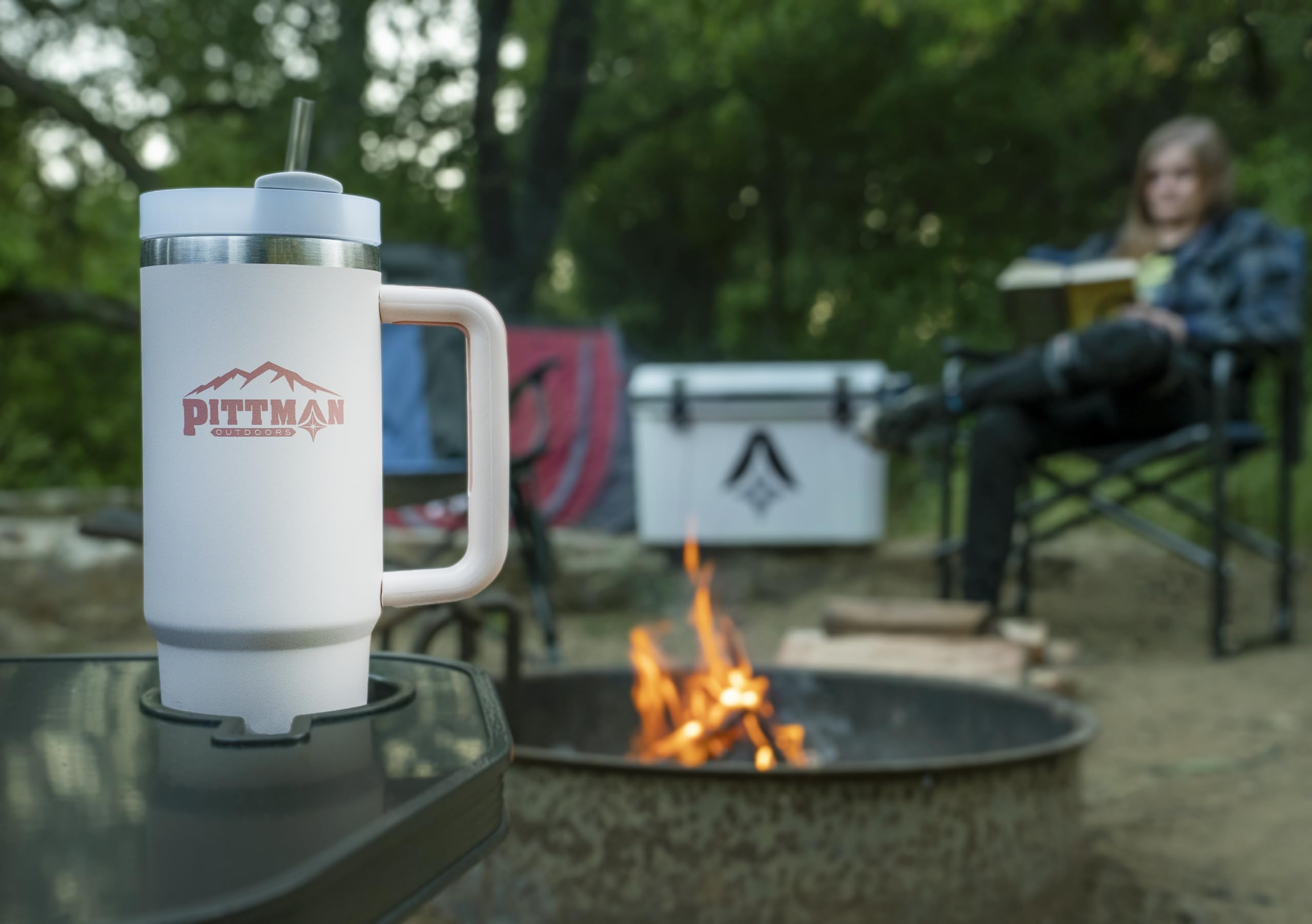 Pittman Outdoors 30oz. Hydration Tumbler with Comfort Soft Handle, Pink - Vacuum Insulated Travel Coffee and Drink Mug