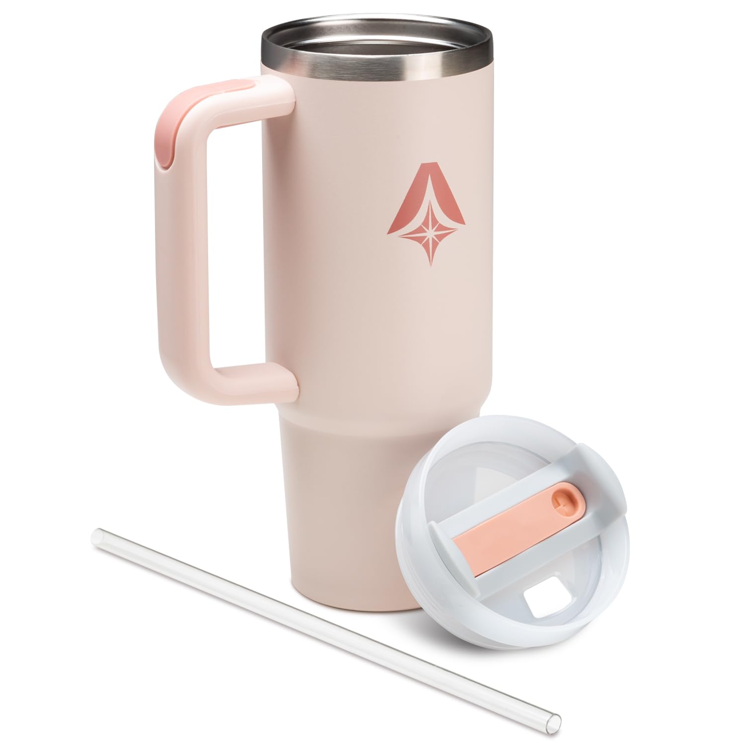 Pittman Outdoors 30oz. Hydration Tumbler with Comfort Soft Handle, Pink - Vacuum Insulated Travel Coffee and Drink Mug