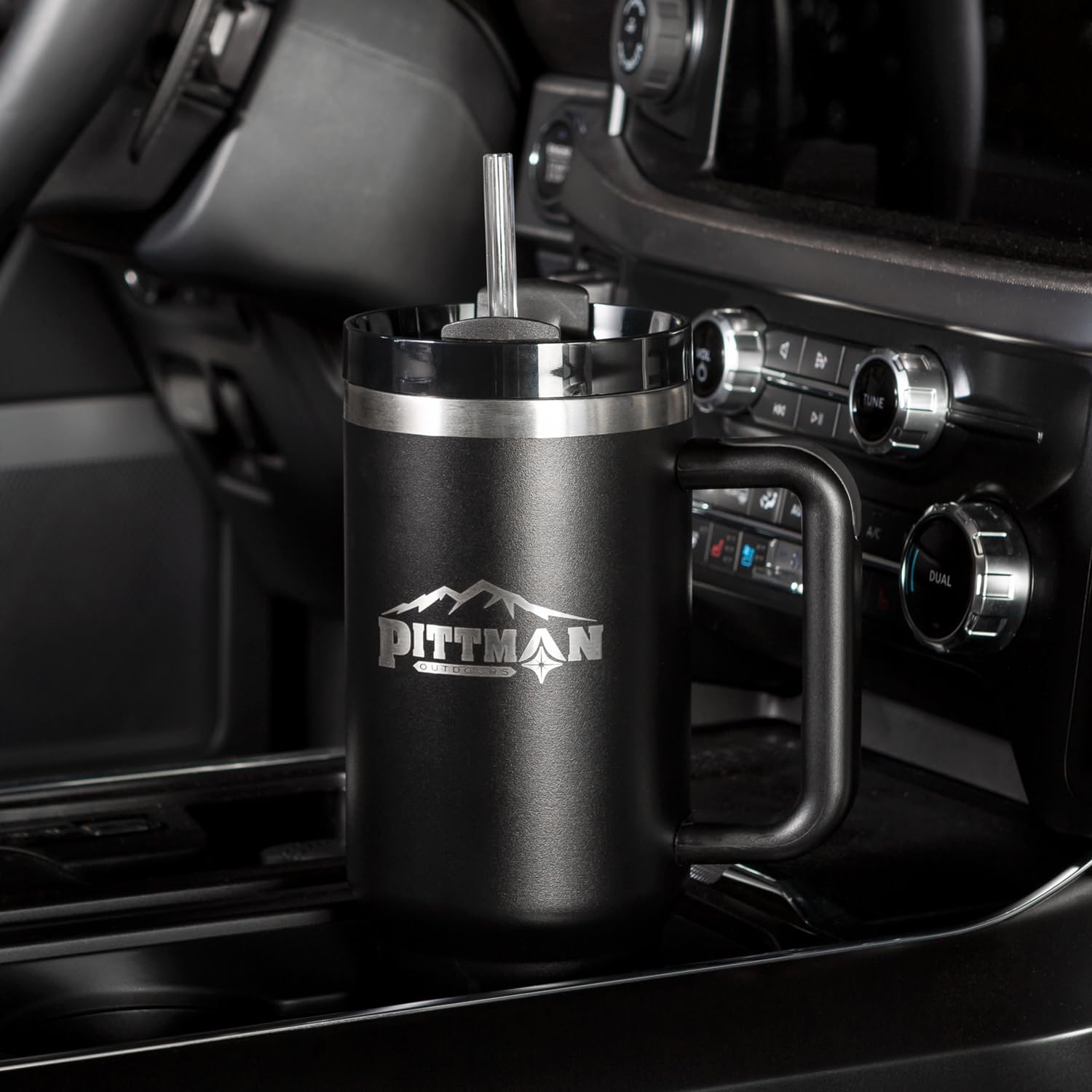 Pittman Outdoors 30oz. Hydration Tumbler with Comfort Soft Handle, Black - Vacuum Insulated Travel Coffee and Drink Mug