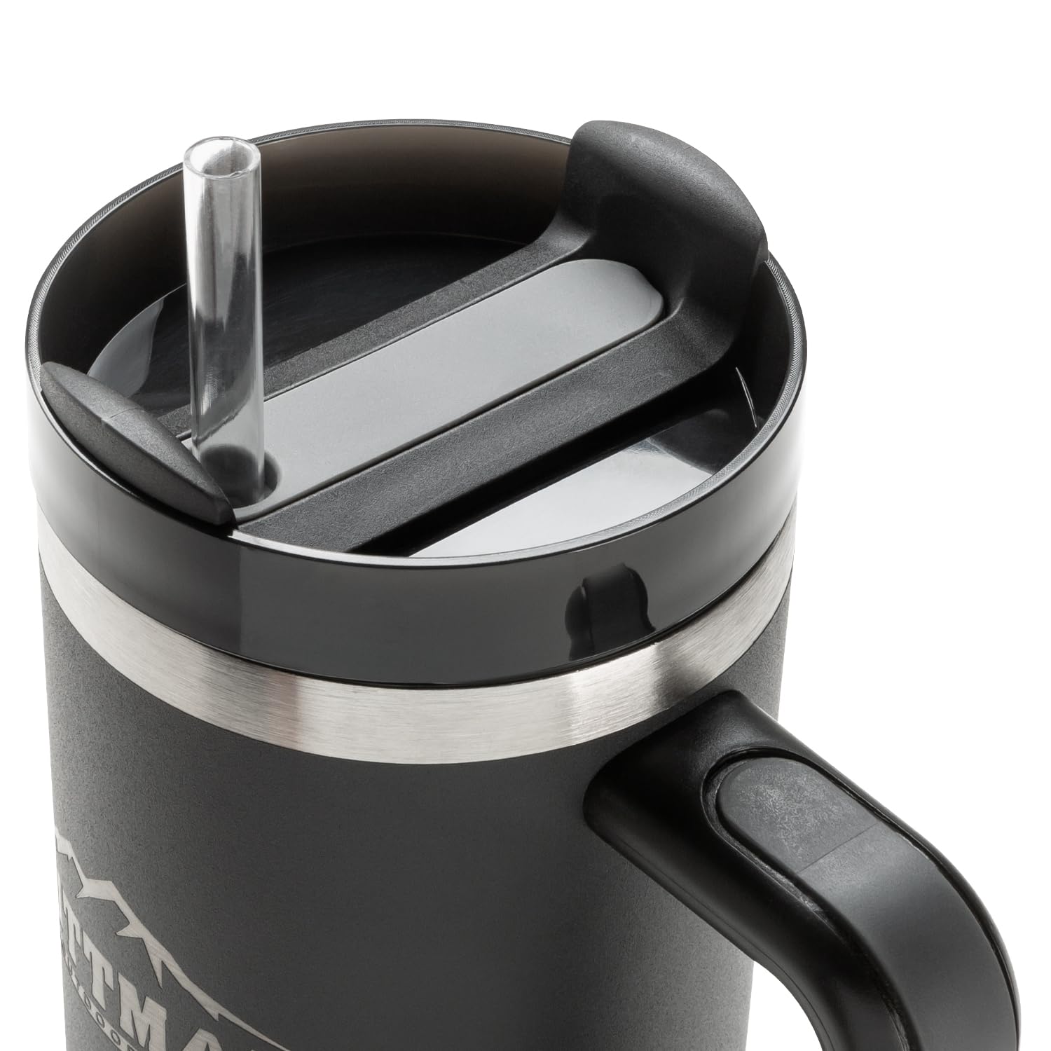 Pittman Outdoors 30oz. Hydration Tumbler with Comfort Soft Handle, Black - Vacuum Insulated Travel Coffee and Drink Mug