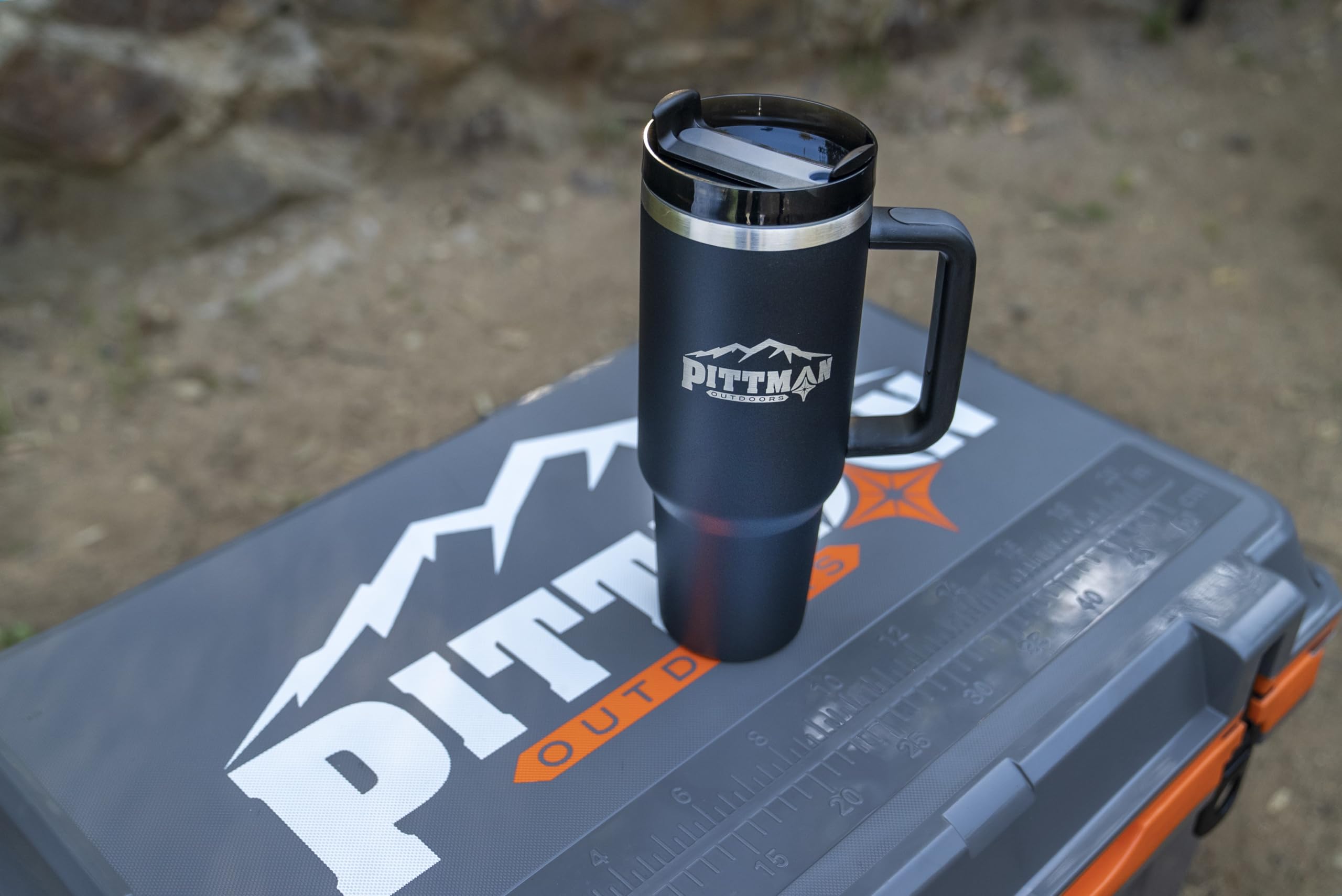 Pittman Outdoors 30oz. Hydration Tumbler with Comfort Soft Handle, Black - Vacuum Insulated Travel Coffee and Drink Mug