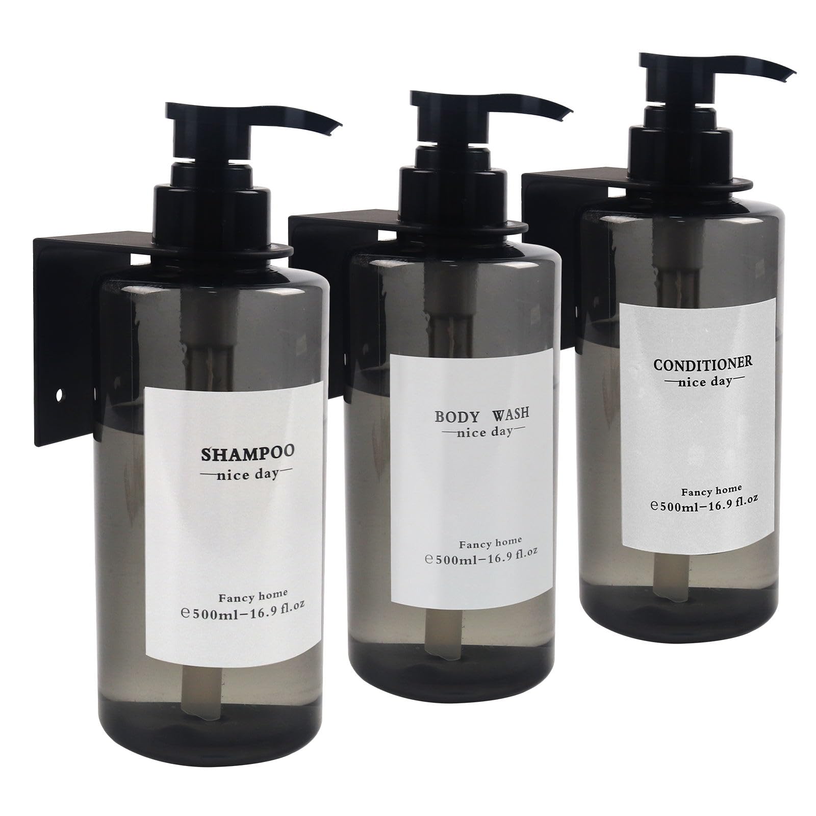 Shampoo and Conditioner Dispenser Shower Soap Dispenser Drill Free Shampoo Dispenser for Shower Wall Shampoo Holder for Shower Wall Shower Soap Dispenser 3 Chamber .16.9fl.oz
