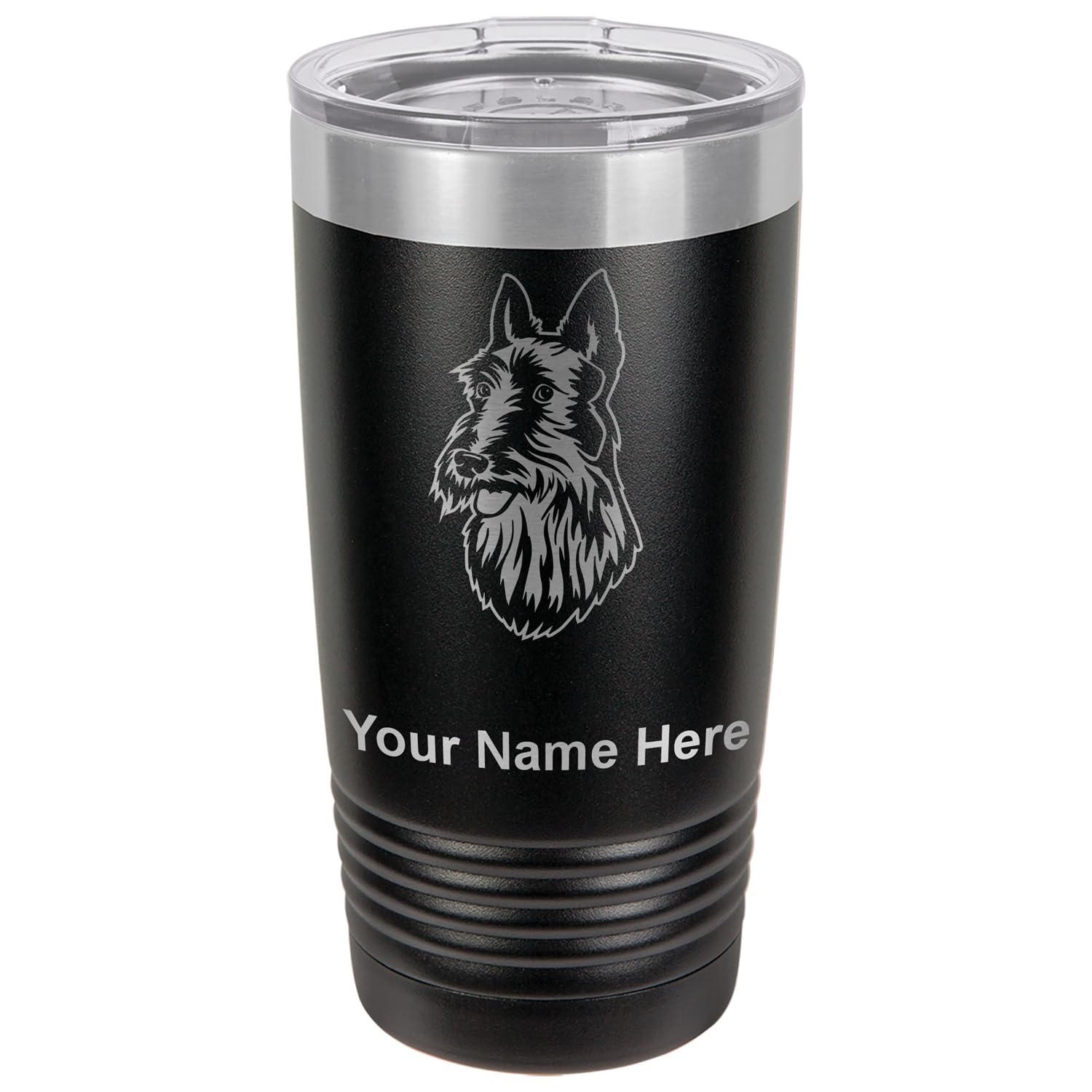 LaserGram 20oz Vacuum Insulated Tumbler Mug, Scottish Terrier, Personalized Engraving Included (Black)
